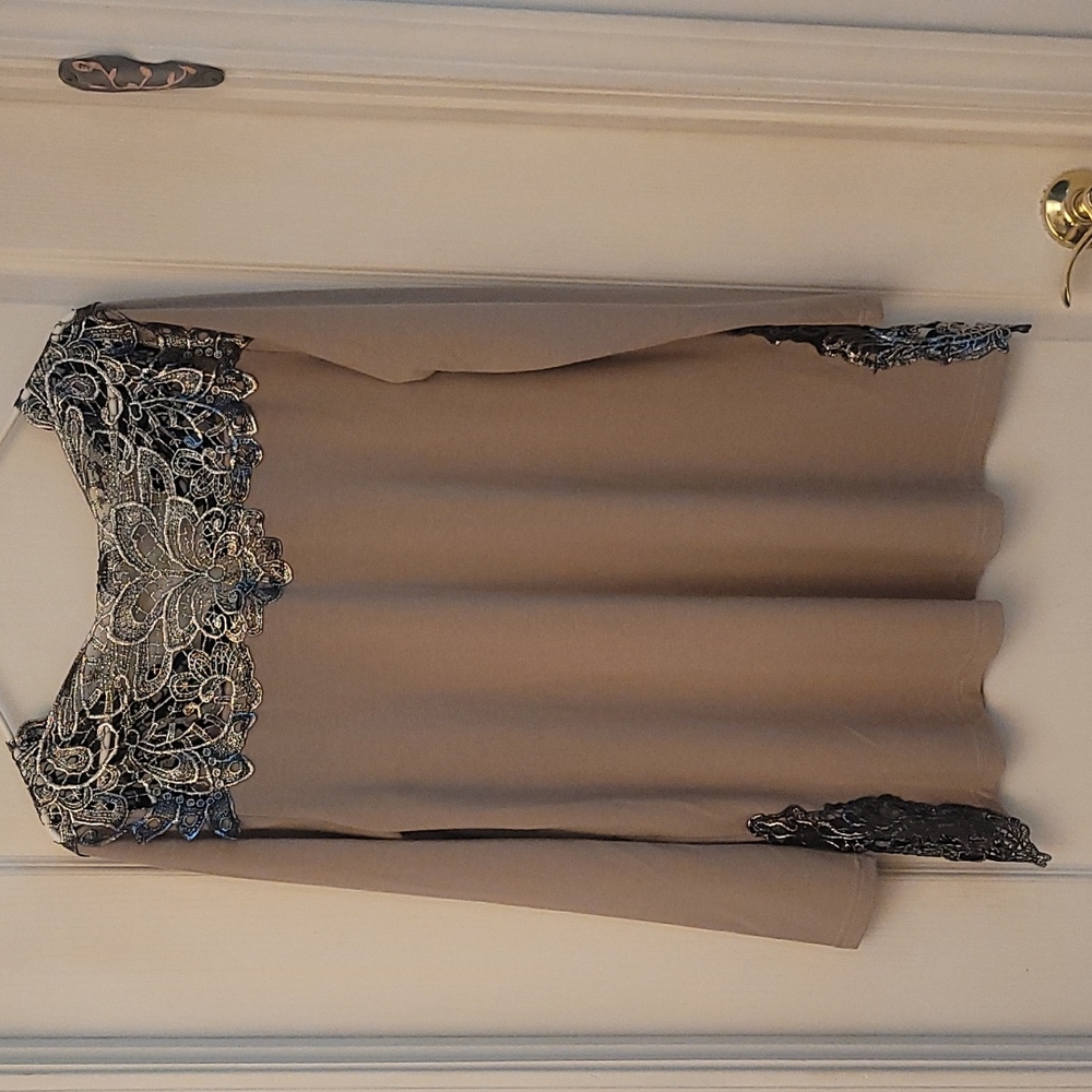 Euc Joan Boyce Metallic Lace Detailed Neutral Colored… - Gem